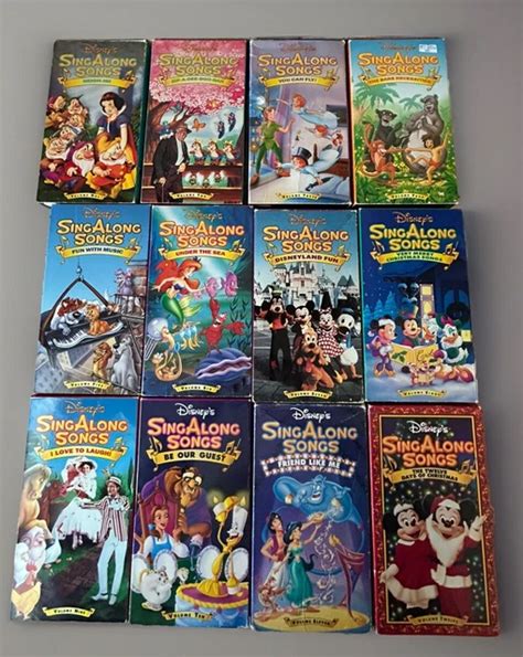 Walt Disney Sing Along Songs Complete 12 Vhs Tape Set Lot Zip A Dee Doo