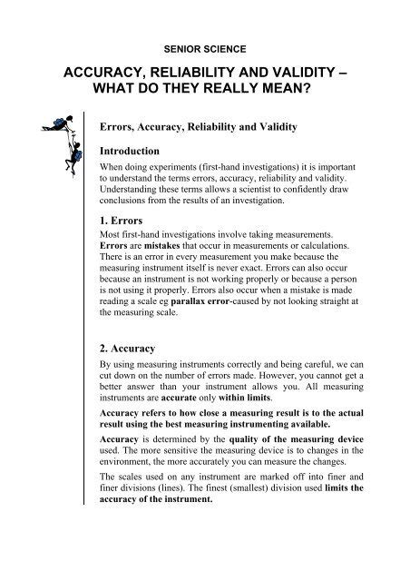 Accuracy Reliability And Validity What Do They Really Mean