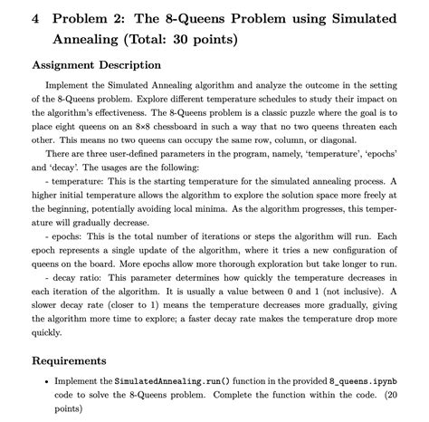 Solved Annealing Total 30 Points Assignment Description