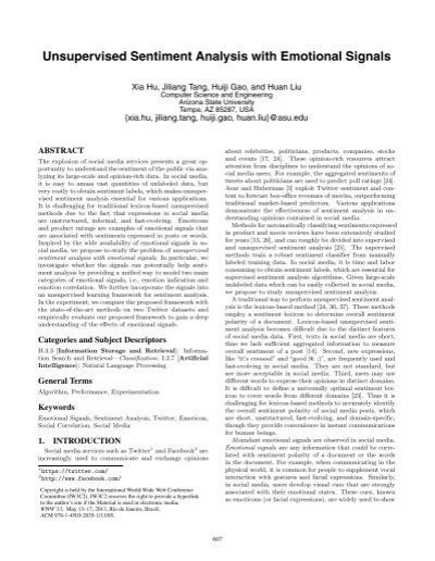 Unsupervised Sentiment Analysis With Emotional Signals