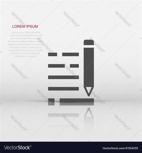 Pencil Notepad Icon In Flat Style Document Write Vector Image
