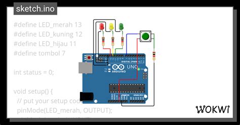 Push Button 3 LED Lukman Wokwi ESP32 STM32 Arduino Simulator