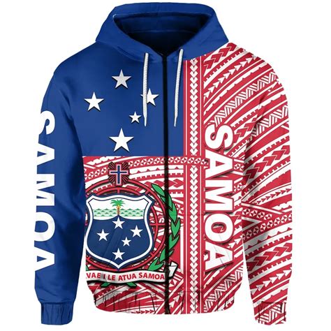 Samoa Flag Polynesian Zip Hoodie Th4 Love New Zealand