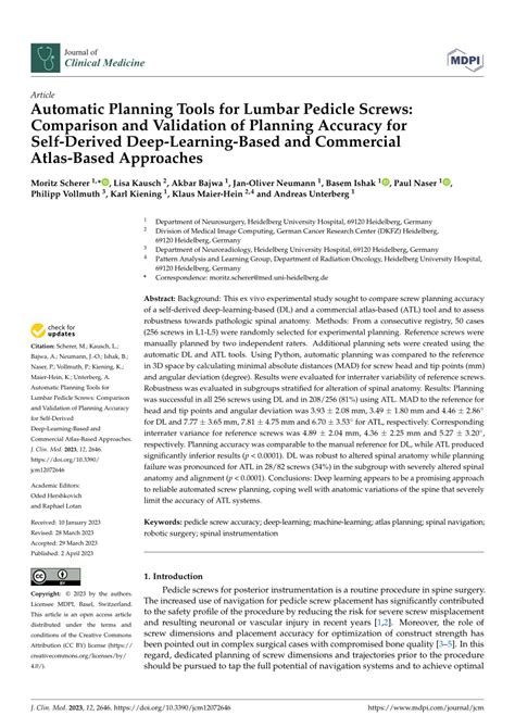 Pdf Automatic Planning Tools For Lumbar Pedicle Screws Comparison