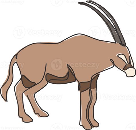 Single Continuous Line Drawing Of Dashing Oryx For Company Logo Identity Antelope Mammal Mascot