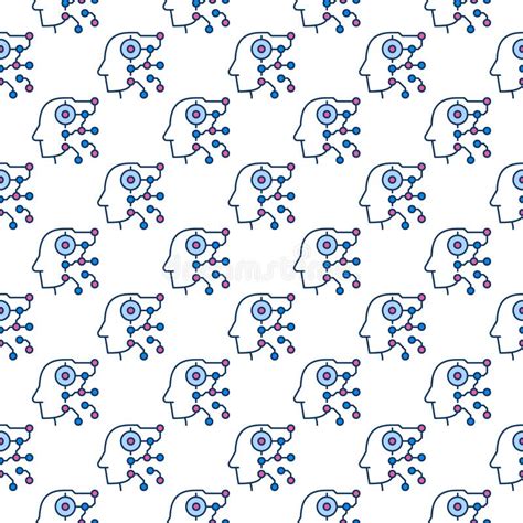 Ai Technology Head Vector Colored Seamless Pattern Stock Illustration Illustration Of Seamless