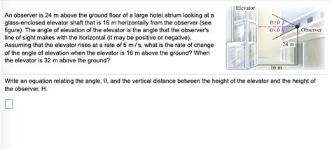 Solved Elevator An Observer Is 24 M Above The Ground Floor
