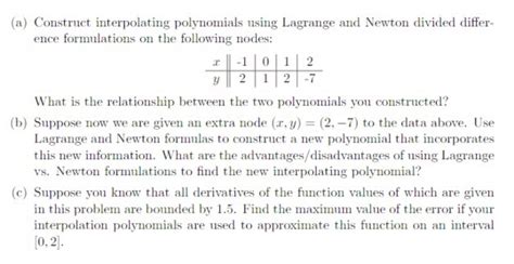 Solved A Construct Interpolating Polynomials Using