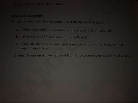 Solved Record Observations In Lab Notebook Calculations