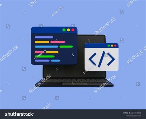 3d 최소 프로그래밍 아이콘 코딩 화면 스톡 일러스트 2233548611 Shutterstock