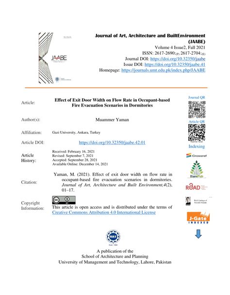 PDF Effect Of Exit Door Width On Flow Rate In Occupant Based Fire Evacuation Scenarios In