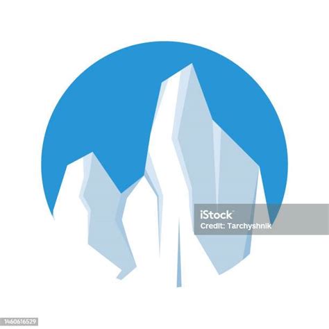 둥근 떠 다니는 빙산 표류하는 북극 빙하 얼어 붙은 바닷물 블록 눈이 내리는 얼음 산 녹는 얼음 피크 남극 눈 덮인 풍경 남극과 북극 벡터 그림 겨울에 대한 스톡 벡터 아트