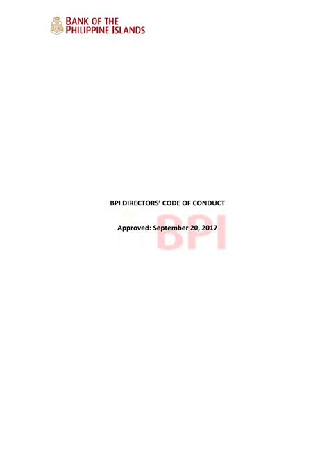 Pdf Bpi Directors Code Of Conduct Approved …€¦ · Bpi Directors