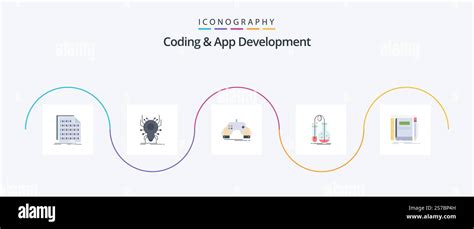 Coding And App Development Flat 5 Icon Pack Including Chemistry Virus App Mobile Stock Vector