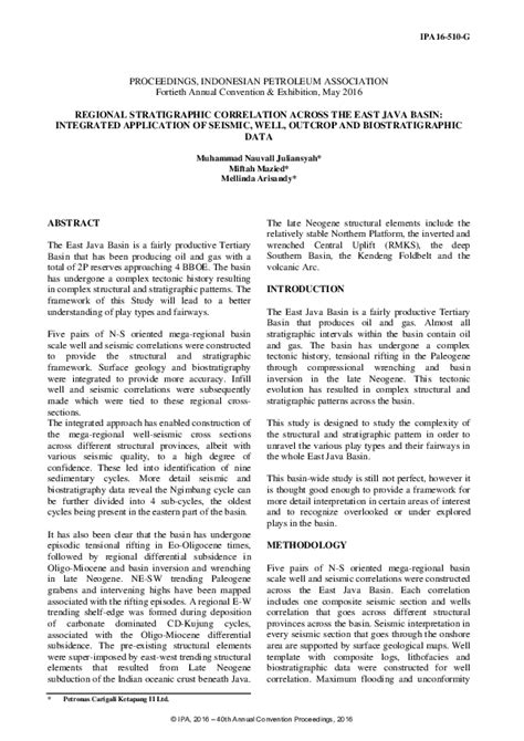 Pdf Regional Stratigraphic Correlation Across The East Java Basin Integrated Application Of