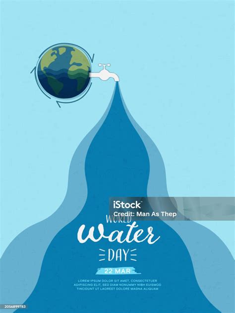 세계 물의 날 수도꼭지가 있는 푸른 지구 지구본과 재활용 기호가 있는 물방울 지속 가능한 생태 및 환경 보전 개념 설계를 위해