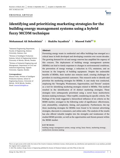 Pdf Identifying And Prioritizing Marketing Strategies For The Building Energy Management