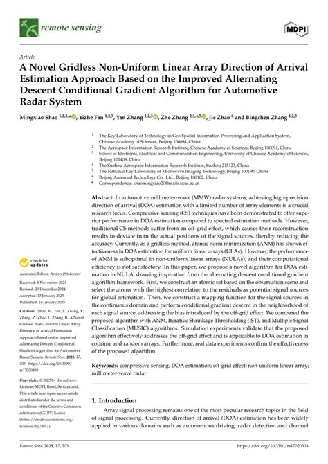 Pdf A Novel Gridless Non Uniform Linear Array Direction Of Arrival Estimation Approach Based