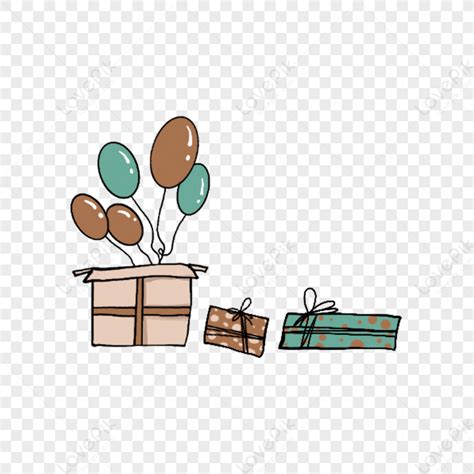 선물 상자 간단한 풍선 귀여운 일러스트아름다운초록 Png 일러스트 무료 다운로드 Lovepik