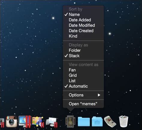 How To Create Use And Configure Stacked Dock Folders In OS X