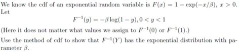 Solved We Know The Cdf Of An Exponential Random Variable
