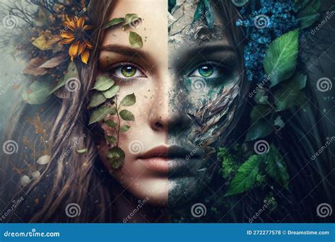 Woman With Spring Floral Elements Morphing Our Of Her Face Mother