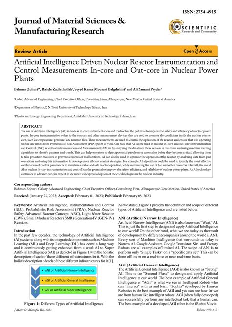 Pdf Artificial Intelligence Driven Nuclear Reactor Instrumentation And Control Measurements In