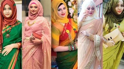 New Saree With Hijab Stylehow To Style Hijab With Sareedifferent