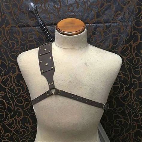 Retro Leather Adjustable Shoulder Back Sword Holder Medieval Armor