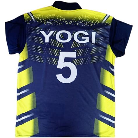 Yellow And Blue Sublimation Printed Half Sleeve Sports T Shirt Medium