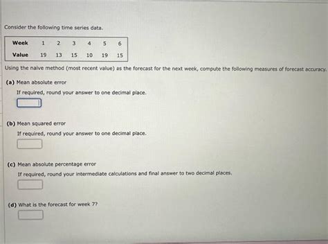 Solved Consider The Following Time Series Data Using The
