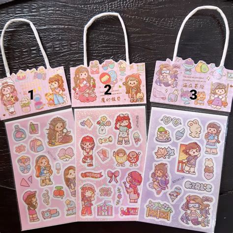 خرید و قیمت استیکر دختر عروسکی پک 4 ورقی بر چسب فانتزی تزئین کاردستی