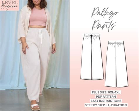 Plus Size Palazzo Pants Sewing Pattern 0xl 4xl Summer Pants Pattern