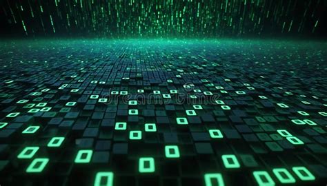 Digital Matrix Glowing Green Binary Code Landscape Stock Illustration Illustration Of
