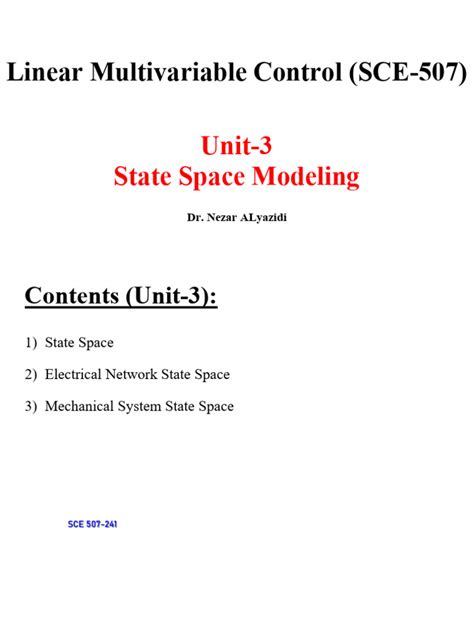 lecture 4 state space modeling pdf equations nonlinear system