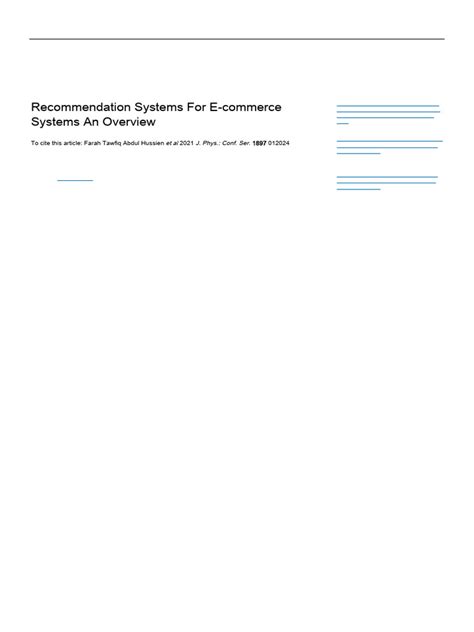 Recommendation Systems For E Commerce Pdf Computing