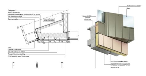 Detail Of Curtain Wall Screen Abutment To Soffit And Anodized Aluminum Cladding Fixed To