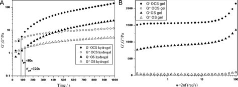 A Time Evolution Of The Storage Modulus G And The Loss Modulus G Download Scientific