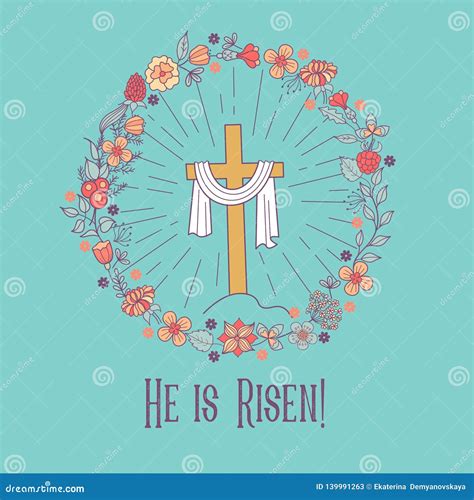 Happy Easter Christ Is Risen Vector Illustration Greeting Card The