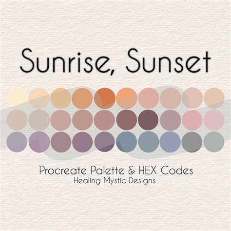 Sunrise Sunset Procreate Color Procreate Palette Procreate Colors Procreate Tools Hex Codes