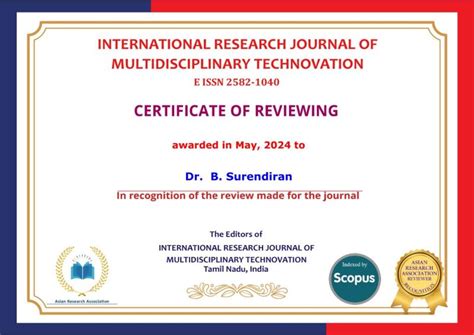 Dr Surendiran B On Linkedin Reviewer Journal