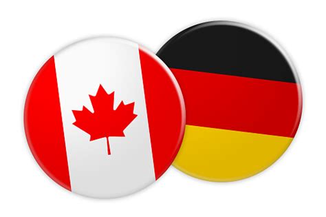 뉴스 개념 캐나다 깃발에 독일 플래그 단추 백색 배경에 3d 그림 3차원 형태에 대한 스톡 벡터 아트 및 기타 이미지 3차원 형태 International Match