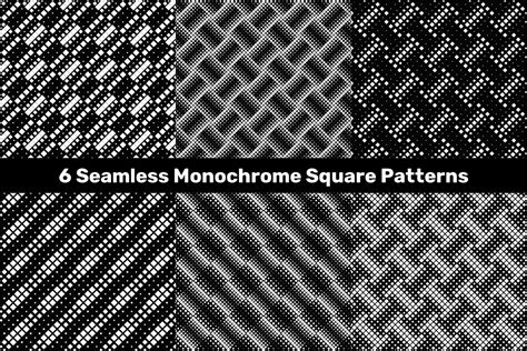 6 Seamless Monochrome Square Patterns Graphic By Davidzydd · Creative Fabrica