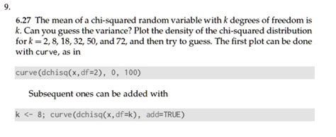 Solved 6 27 The Mean Of A Chi Squared Random Variable With K Degrees