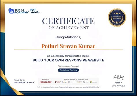 Potluri Sravan Kumar On Linkedin Nxtwave Ccbpian Ccbpacademy Html5