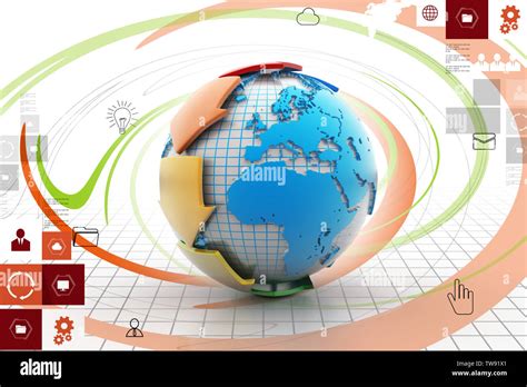 Globe Around With Arrow Stock Photo Alamy
