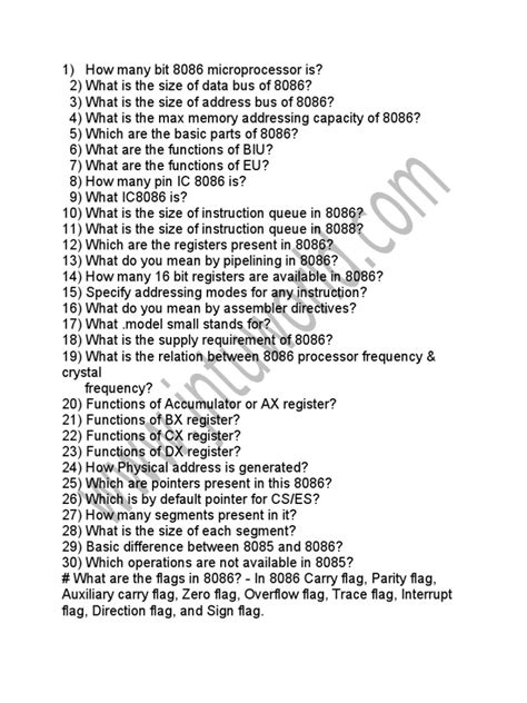 Mp Viva Questions Pdf Random Access Memory Computer Data Storage