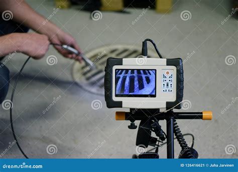 Man With Sewer Camera Stock Image Image Of Plumbing 126416621