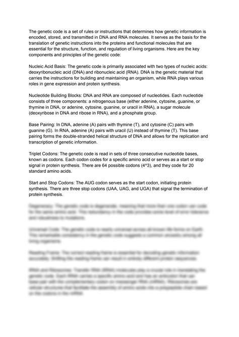 Solution What Is The Genetic Code Unraveling The Structure And