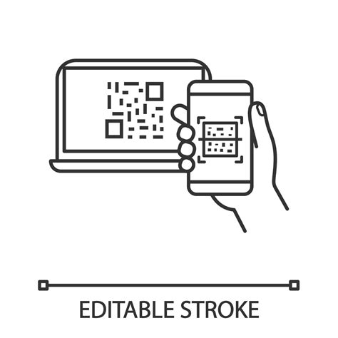 QR Code Scanning Smartphone App Linear Icon Barcode Authorization Mobile Phone Reading Barcode